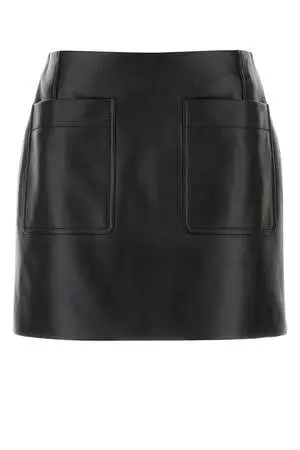 BOTTEGA VENETA Bottega Veneta Black Lamb Leather Mini Skirt