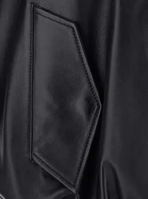 Balenciaga Leather Bomber Jacket With High Collar - Multicolor