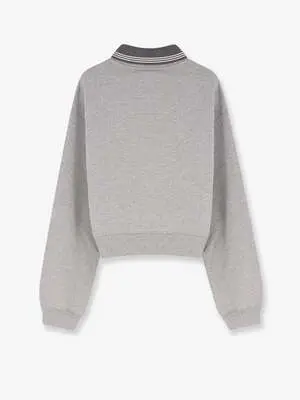Miu Miu Melange Cotton Sweatshirt With Ribbed Crewneck