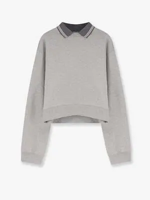 Miu Miu Miu Miu Melange Cotton Sweatshirt With Ribbed Crewneck Multicolor