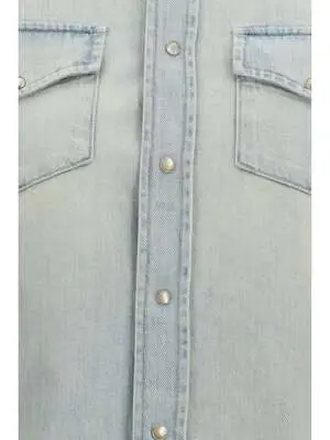 Jacob Cohen Lightweight Denim Western Shirt With Bleach Wash - Blue