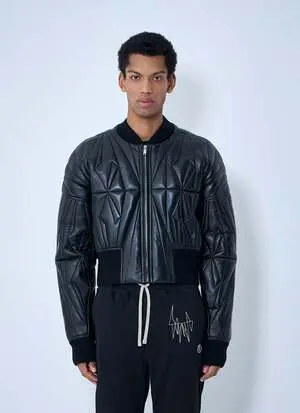 Moncler Geocamo Cropped Quilted Leather Bomber Jacket