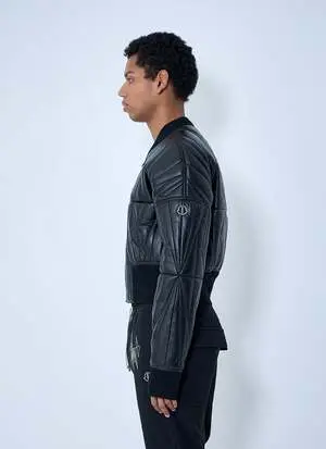 Moncler Geocamo Cropped Quilted Leather Bomber Jacket