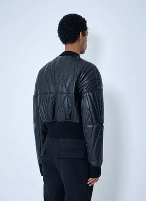 Moncler Geocamo Cropped Quilted Leather Bomber Jacket