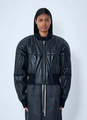 Moncler Geocamo Cropped Quilted Leather Bomber Jacket