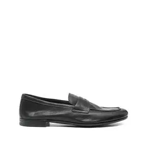 Prada Leather Logo Loafers - Black