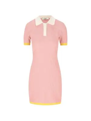 Fendi Short Sleeve Polo Dress With Logo Pattern - Multicolor