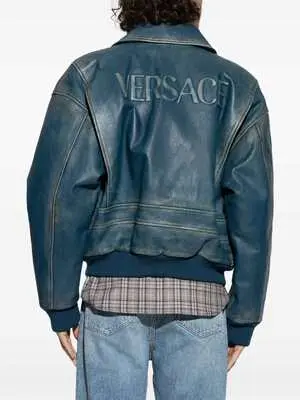 Versace Leather Zip-up Jacket