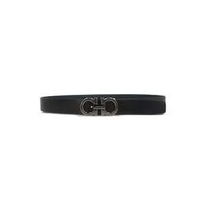 FERRAGAMO Gancini Buckle Leather Belt - Black
