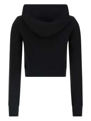 DIESEL® Embroidered Cropped Hooded Sweatshirt - Black