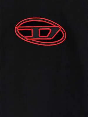DIESEL® Embroidered Cropped Hooded Sweatshirt - Black