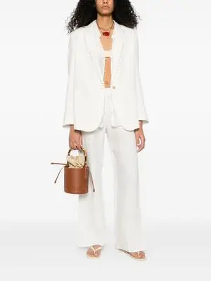 FORTE_FORTE Linen Single-breasted Jacket With Decorative Stitching - Multicolor