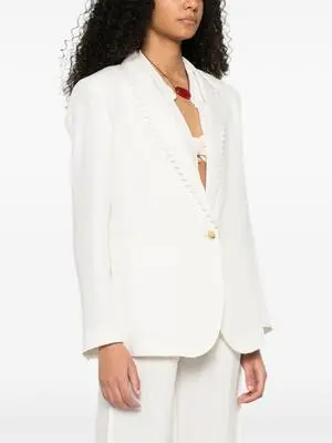 FORTE_FORTE Linen Single-breasted Jacket With Decorative Stitching - Multicolor