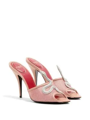 Valentino Garavani Coeur Vipère Embellished Leather Mules - Multicolor