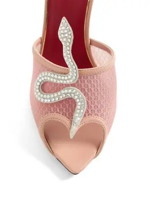Valentino Garavani Coeur Vipère Embellished Leather Mules - Multicolor