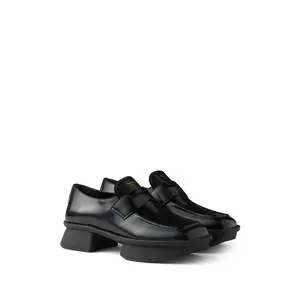 Prada Patent Leather Slip-on Loafers With Embossed Logo - Black