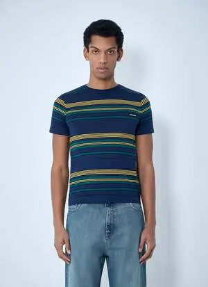 Miu Miu Striped Cotton Jersey T-shirt - Blue