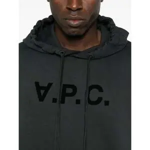 A.p.c. Cotton Logo Detail Hoodie - Black