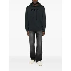 A.p.c. Cotton Logo Detail Hoodie - Black