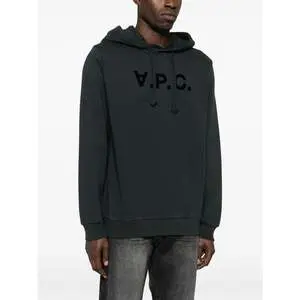 A.p.c. Cotton Logo Detail Hoodie - Black