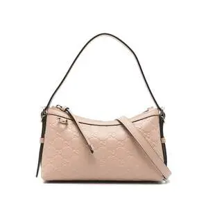 Gucci GUCCI Embossed Leather Shoulder Bag Pink