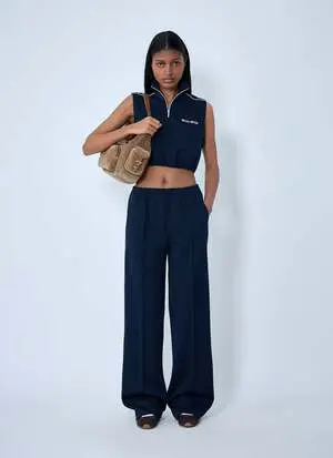 Miu Miu Elasticated High Rise Wide-leg Technical Pants