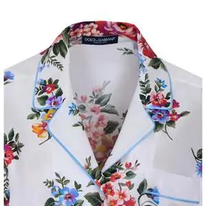 Dolce & Gabbana Short Sleeve Floral Print Silk Shirt With Belt - Multicolor
