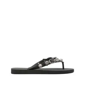 Balenciaga Embellished Studded Flip-flops - Black