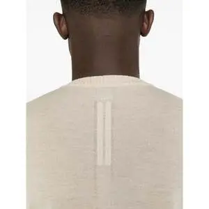 Rick Owens Sand Crew Neck Long Sleeve Wool Jumper - Cream