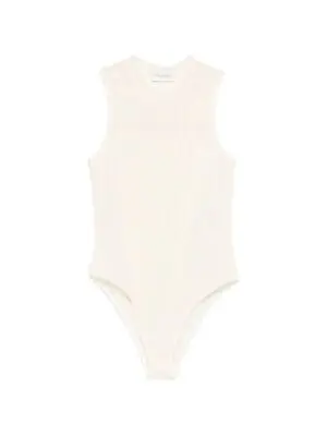 FORTE_FORTE Sleeveless Tulle Bodysuit With Scalloped Trim - Multicolor