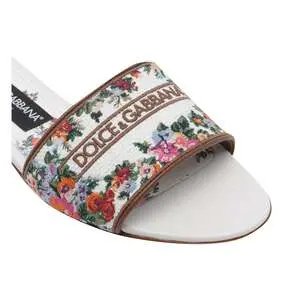 Dolce & Gabbana Floral Logo Flat Slides - Multicolor