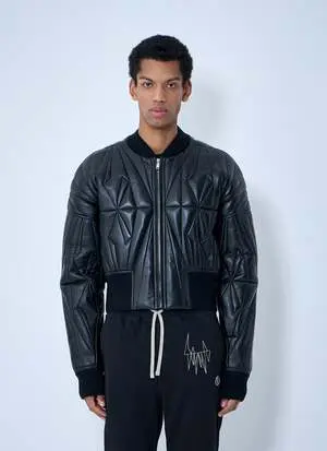 Moncler Geometric Quilted Leather Bomber Jacket