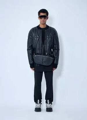 Moncler Geometric Quilted Leather Bomber Jacket