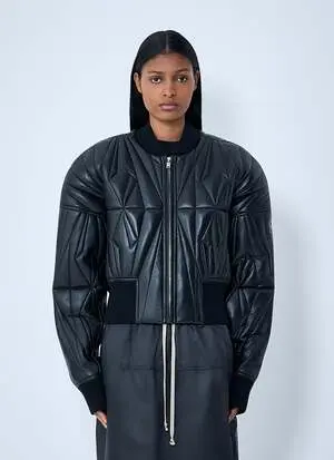 Moncler Geometric Quilted Leather Bomber Jacket