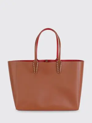 CHRISTIAN LOUBOUTIN Leather Tote Bag With Stud Embellishments - Brown
