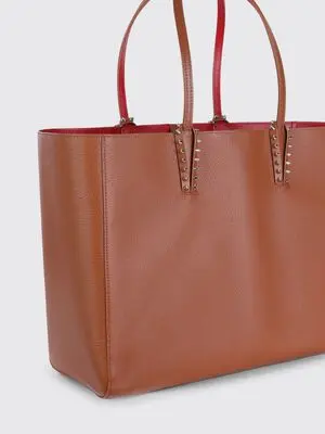 CHRISTIAN LOUBOUTIN Leather Tote Bag With Stud Embellishments - Brown