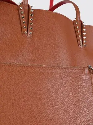 CHRISTIAN LOUBOUTIN Leather Tote Bag With Stud Embellishments - Brown