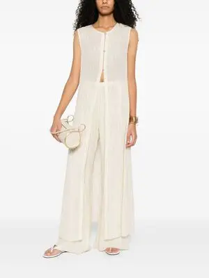 FORTE_FORTE Crystal Textured Knit Straight-leg Trousers