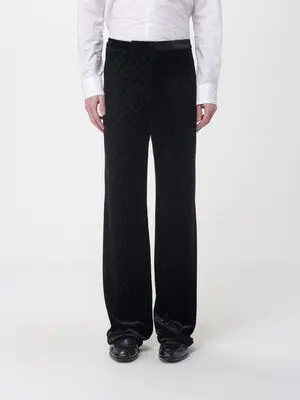 Gucci Wide Leg Monogram Velvet Pants - Black