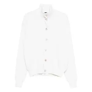 TOM FORD Ribbed Knit High Neck Cardigan - White