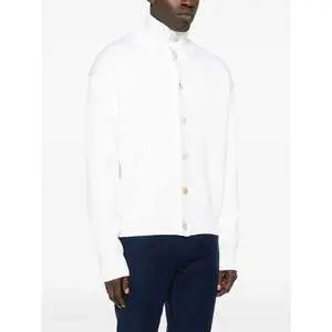 TOM FORD Ribbed Knit High Neck Cardigan - White