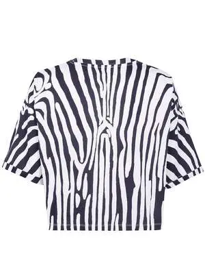 Balmain Zebra Print Organic Cotton Cropped T-shirt