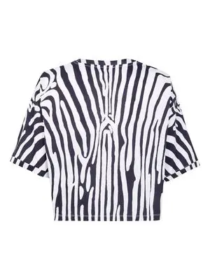 Balmain Zebra Print Organic Cotton Cropped T-shirt