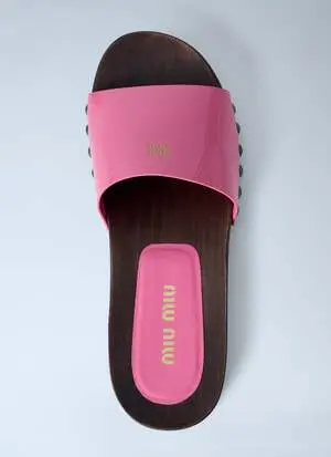 Miu Miu Studded Leather Slide Sandals
