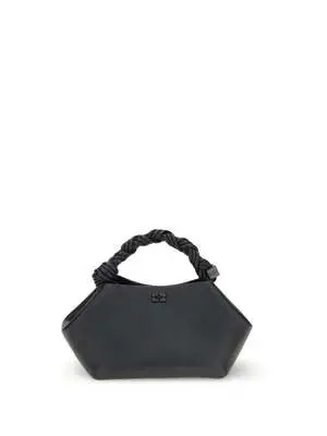 GANNI Small Grained Handbag With Braided Handle - Black