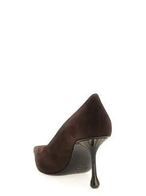JIMMY CHOO Ixia Suede Pointed Pumps With Sculptural Heel - Brown