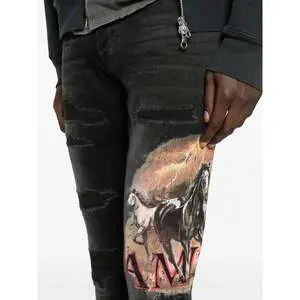 Amiri Graphic Print Skinny Jeans