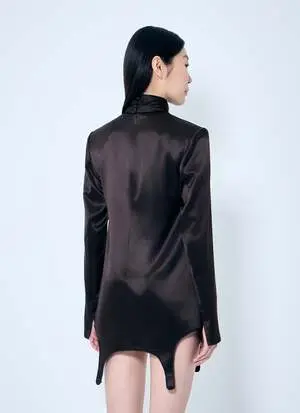 Saint Laurent Twist-neck Garter Blouse In Silk Satin