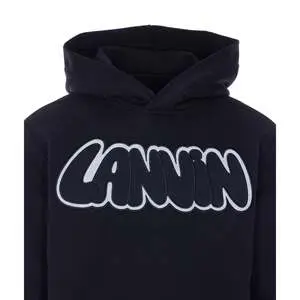 LANVIN Hooded Sweatshirt With Frontal Logo - Black