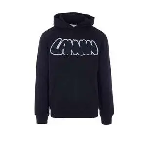 LANVIN Hooded Sweatshirt With Frontal Logo - Black